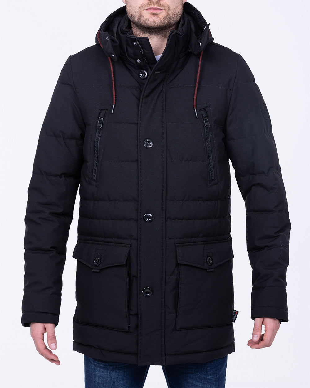 Cabano Tall Extra Long Longer Quilted Parka Jacket (plain black) | Tall ...