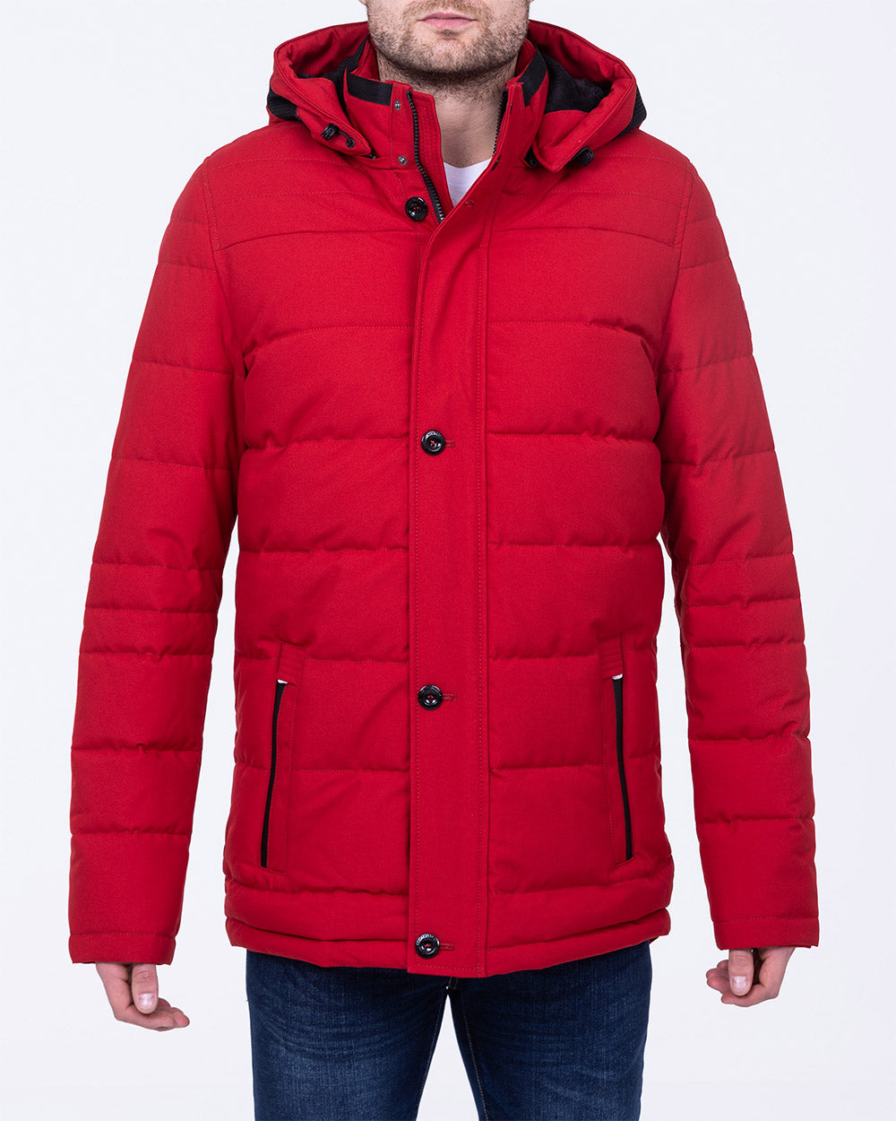 Cabano Tall Extra Long Longer Puffer Jacket with Fleece Lining (cherry ...