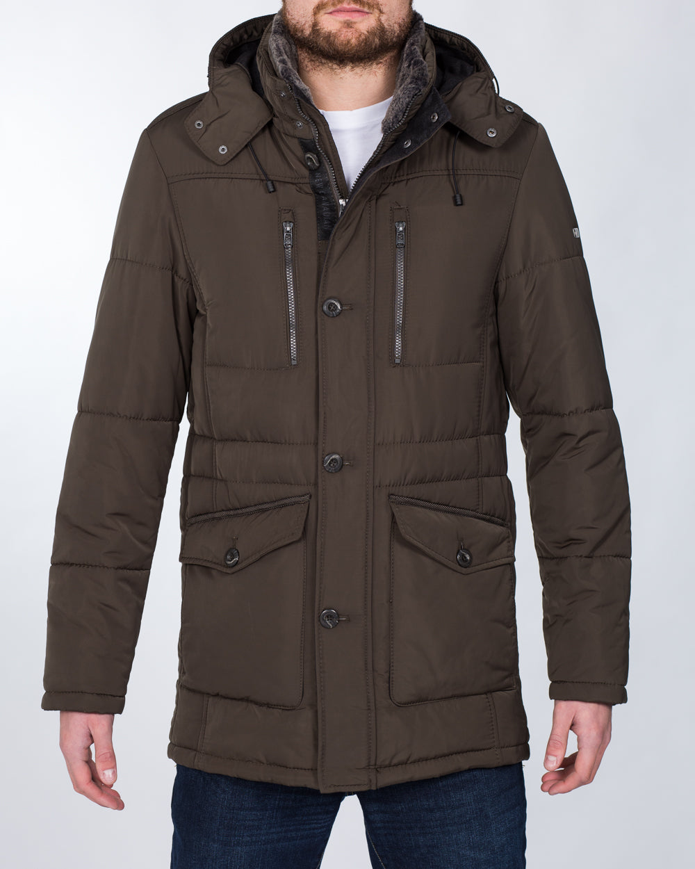 Cabano Extra Long Longer Mens Tall Hooded Jacket (olive) | Tall Mens ...