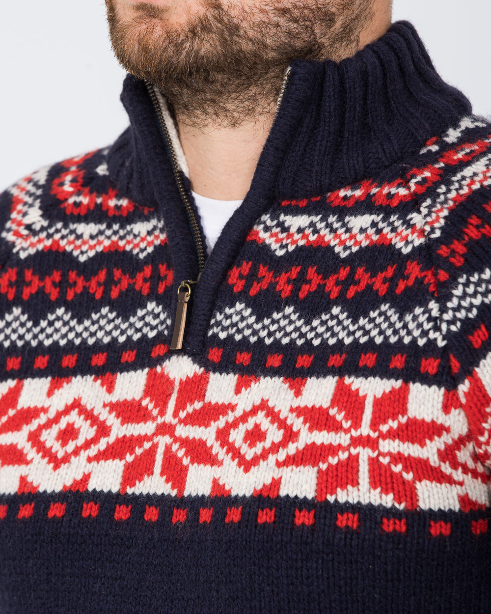 2t Tall Lambswool Quarter Zip Extra Long Nordic Jumper Men (navy ...
